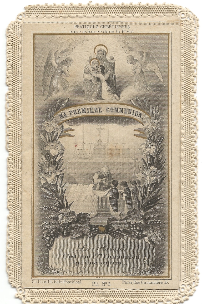 (RIMBAUD) - Vitalie RIMBAUD - Son certificat de première communion.