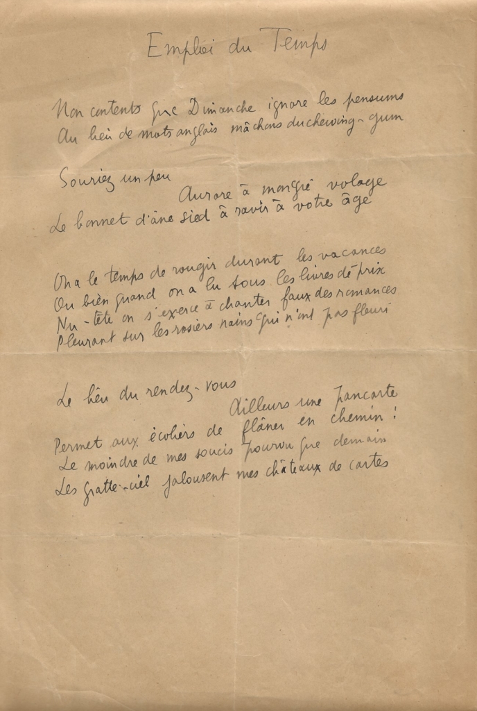 Raymond RADIGUET - Poème autographe signé - Les joues en feu.