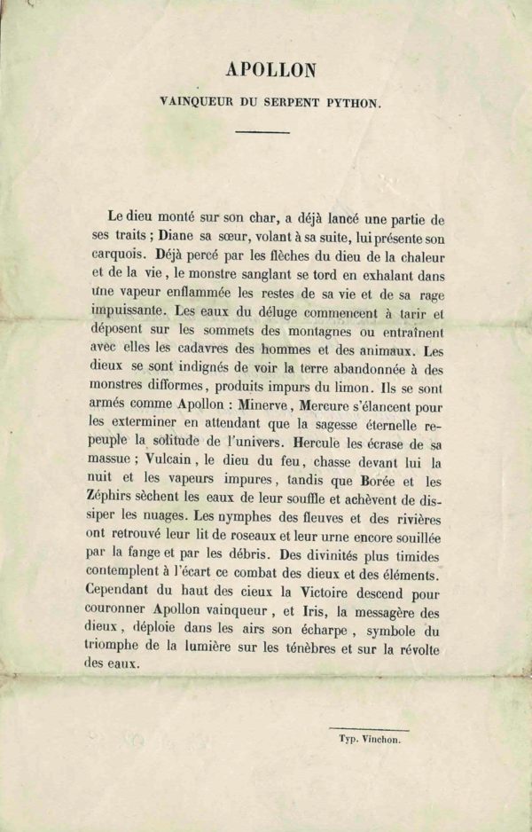 DELACROIX inaugure "Apollon vainqueur du serpent Python"