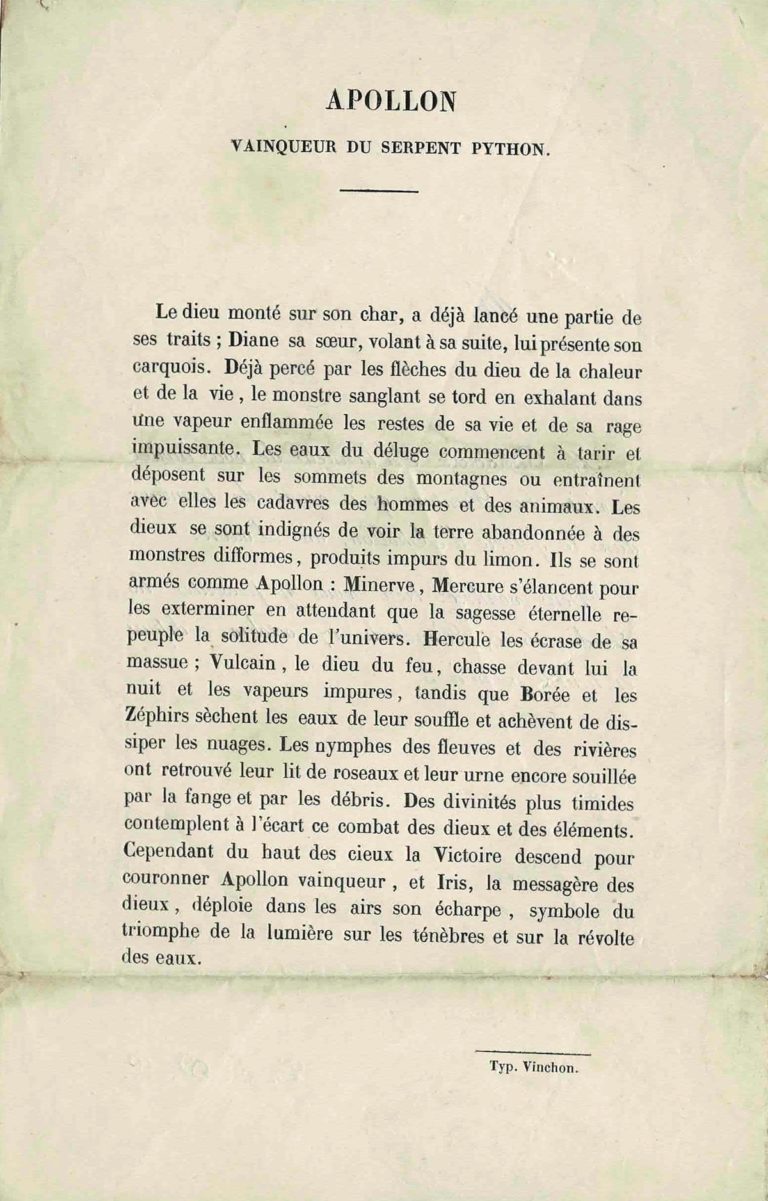 DELACROIX inaugure "Apollon vainqueur du serpent Python"