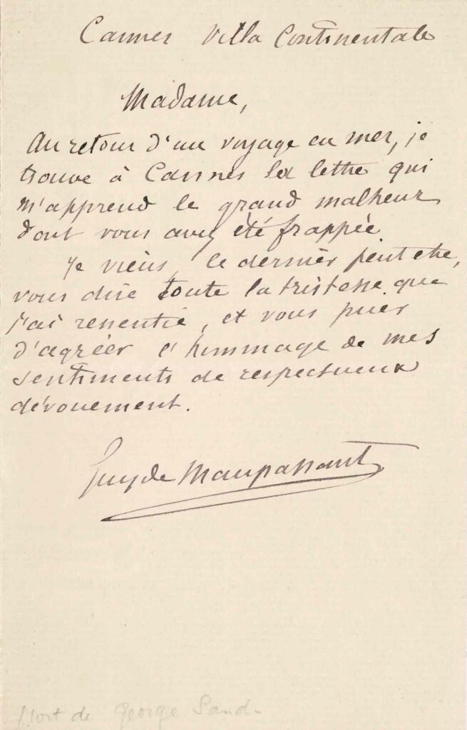 Guy de MAUPASSANT et la mort de George SAND.