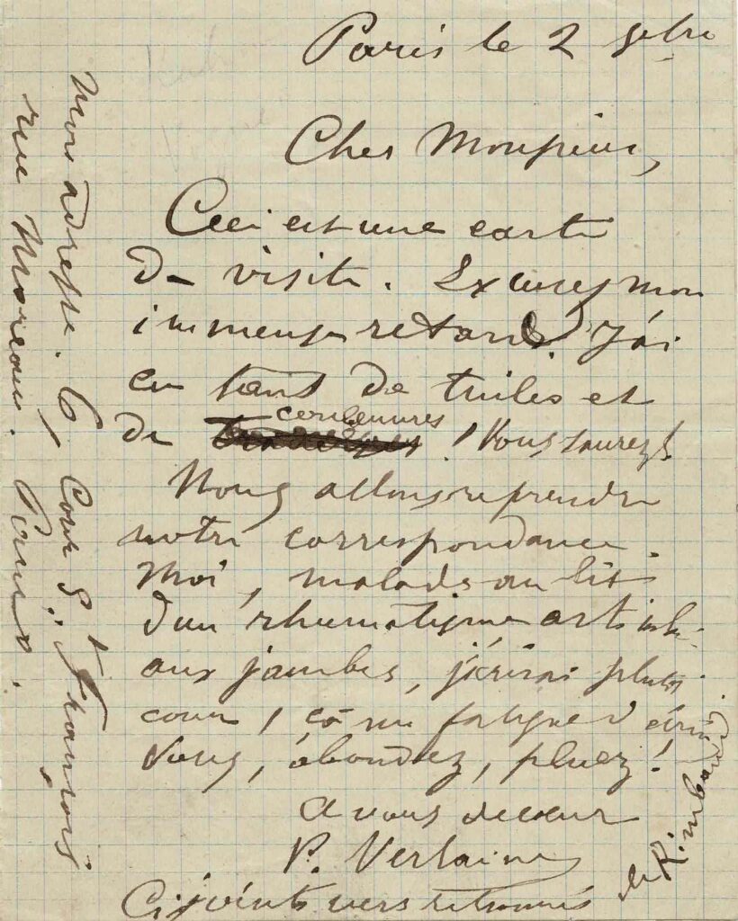 Paul VERLAINE entrusts RIMBAUD's "Cœur supplicié" to Léo d'Orfer.