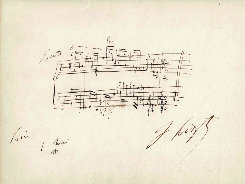 Franz LISZT - Manuscrit musical autographe signé. 1841.