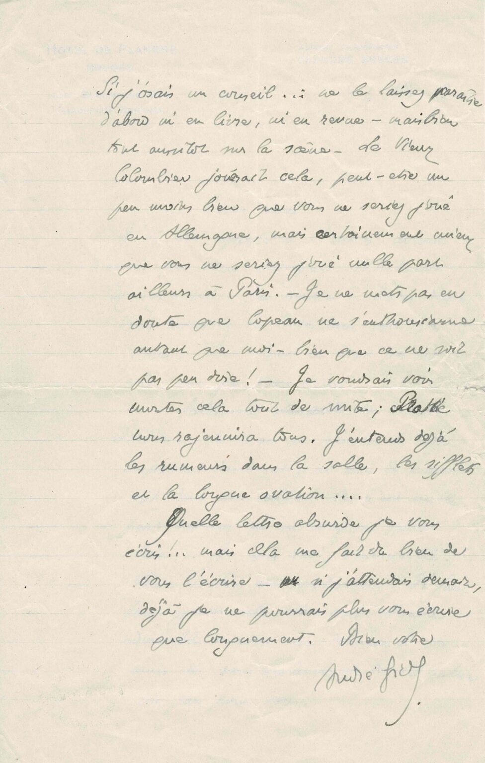 André GIDE écrit à Paul CLAUDEL son enthousiasme pour "Protée".