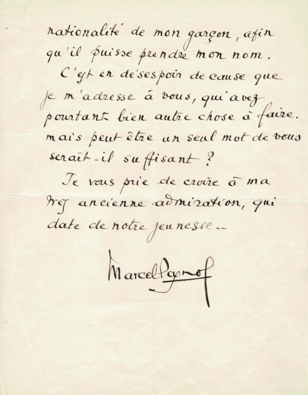 Marcel PAGNOL lucha para que se reconozca a su hijo Jacques Murphy.