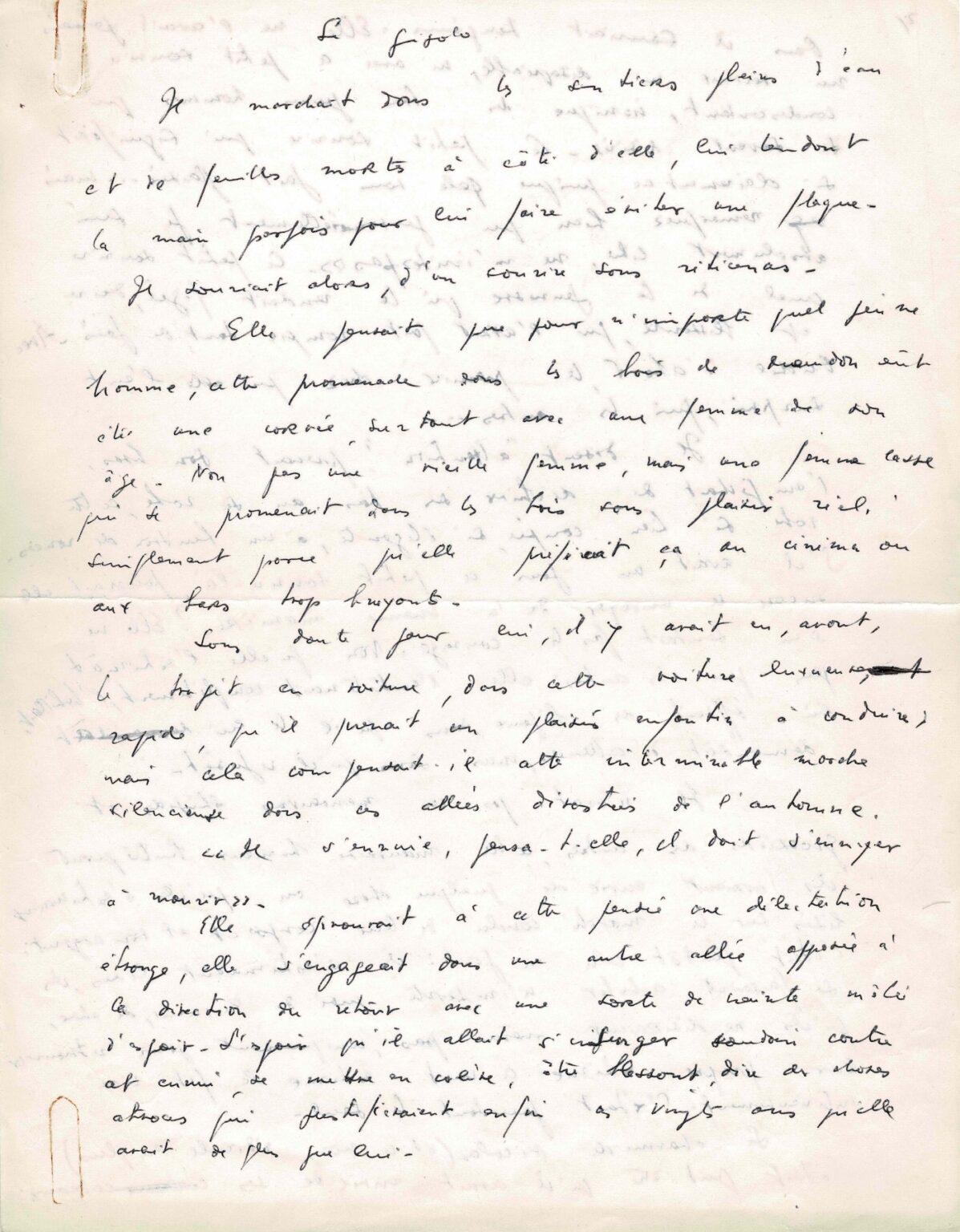 Rare original manuscript (13 pp.) by Françoise SAGAN - "Le Gigolo."
