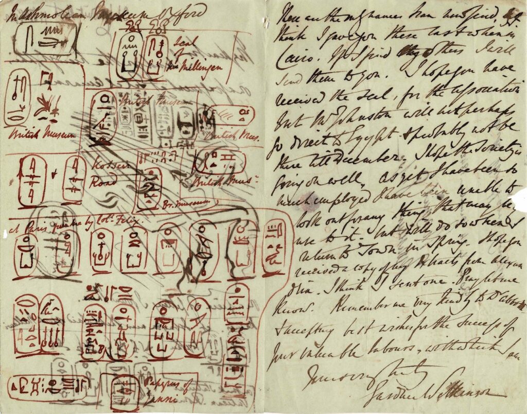 A fascinating letter from the English Egyptologist, John Gardner Wilkinson.