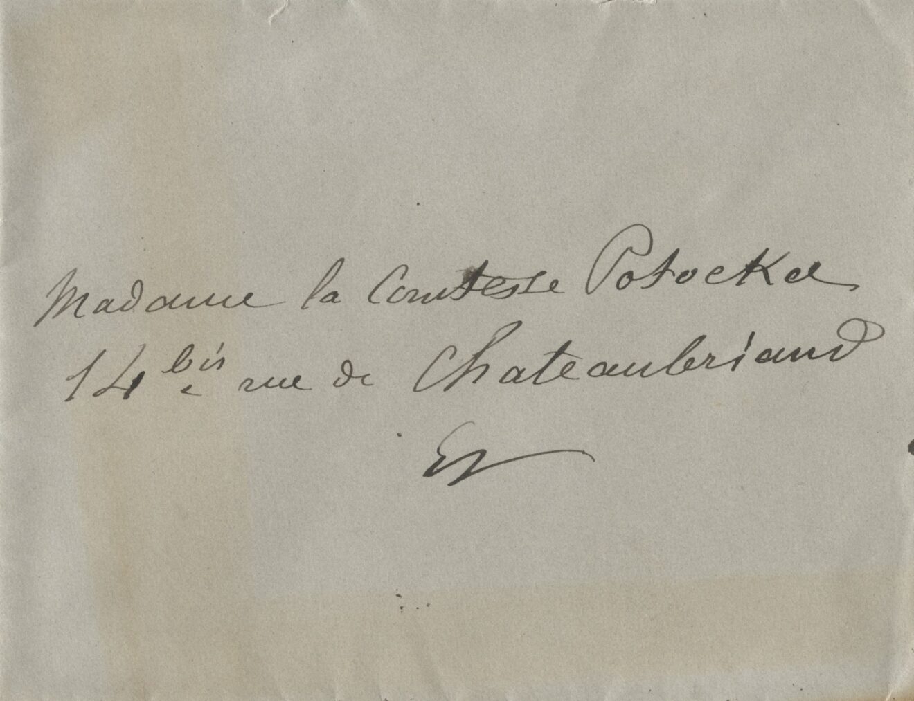 MAUPASSANT sends "Fort comme la Mort" to Countess Potocka. 1889.