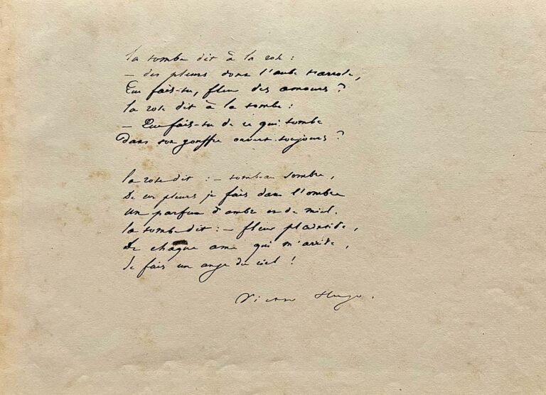 Un des plus célèbres poèmes de Victor HUGO : "La tombe dit à la rose".