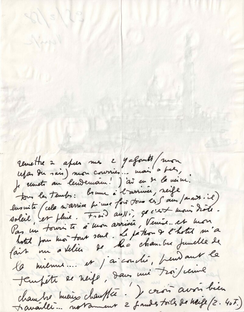 André HAMBOURG - Beautiful letter illustrated with a wash drawing ...
