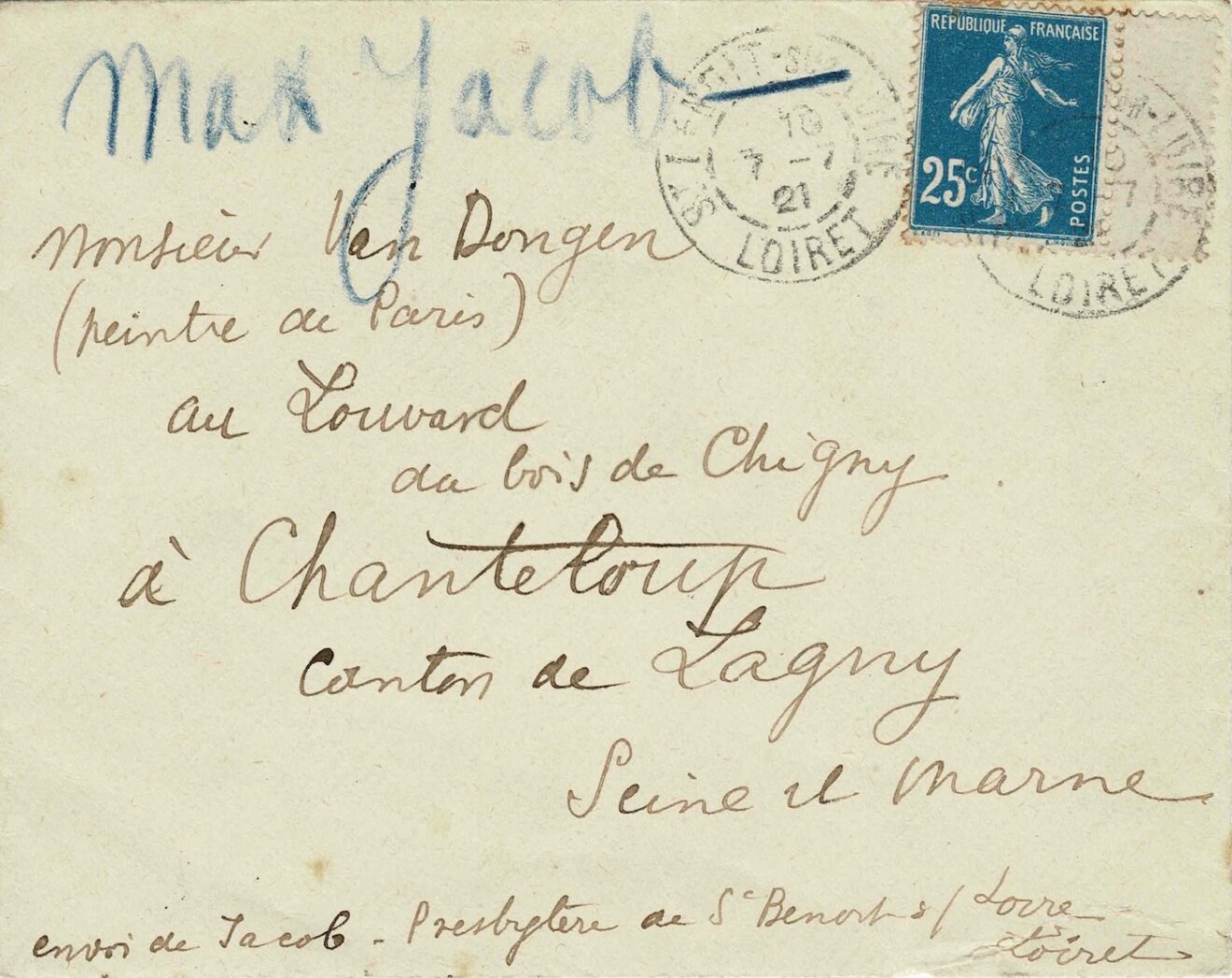 Una conmovedora carta de Max Jacob a su amigo Kees van Dongen. 1921.